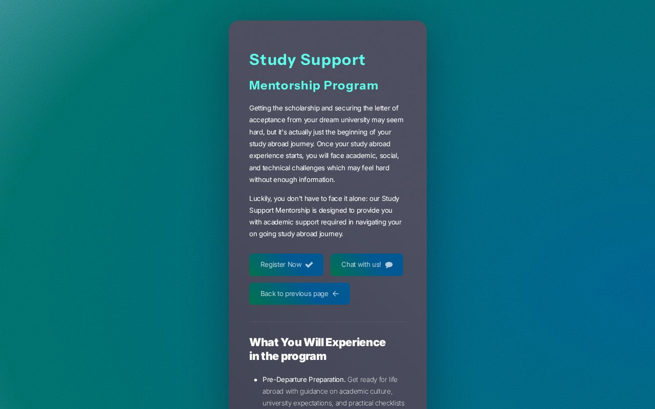 Study Support Mentorship